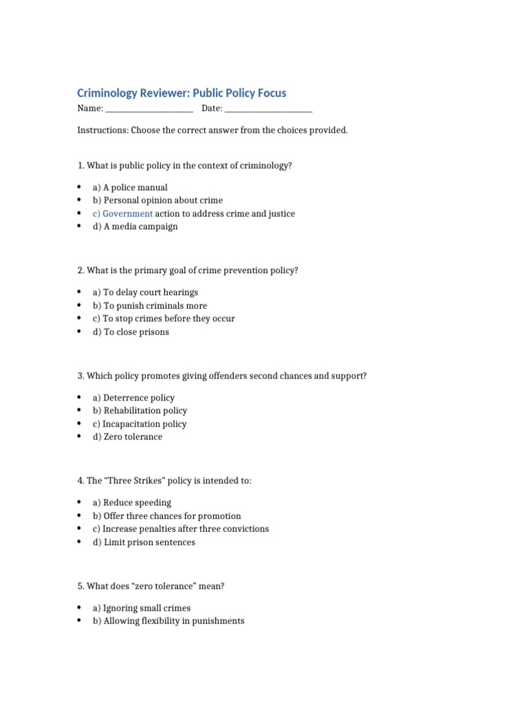 Criminology Policy Reviewer | PDF | Crimes | Crime & Violence