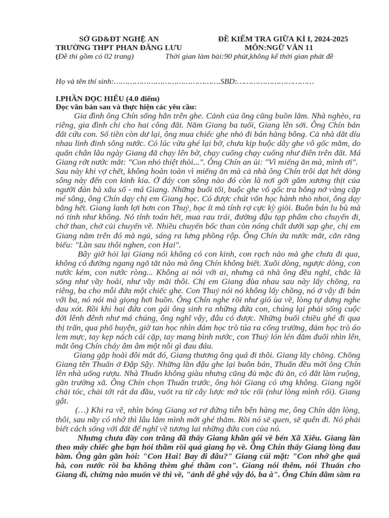 ĐỀ GKI - 11- 2024 | PDF