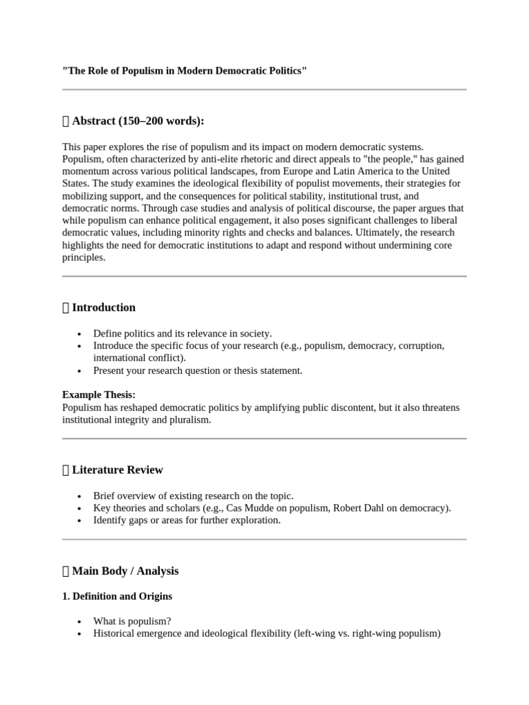 Politics Research Paper | PDF | Populism | Democracy