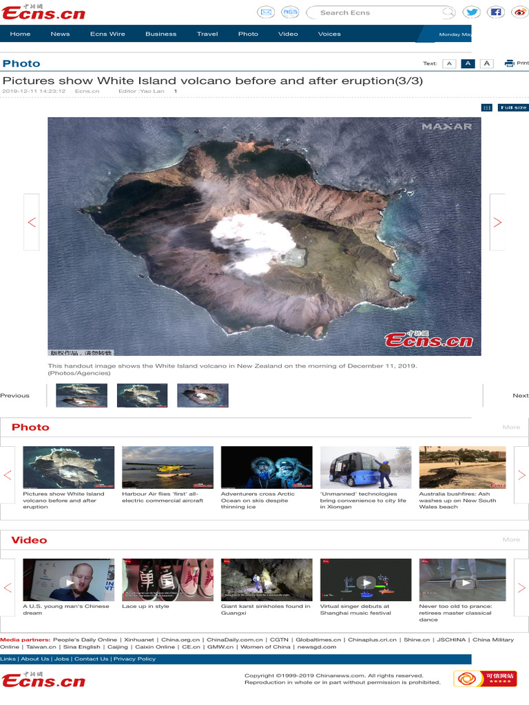 Pictures Show White Island Volcano Before and After Eruption | PDF ...