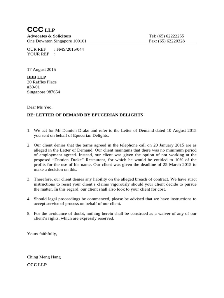 2 Reply To Letter of Demand | PDF