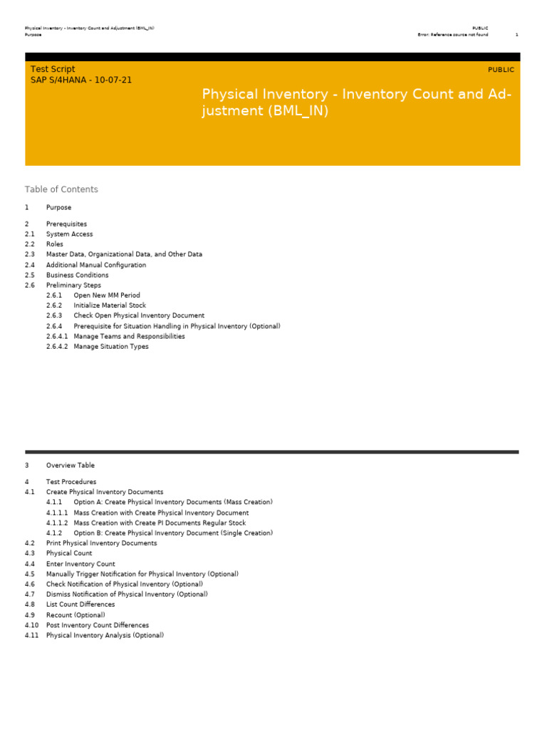 Physical Inventory Adjustment Test Script | PDF | Inventory | Warehouse