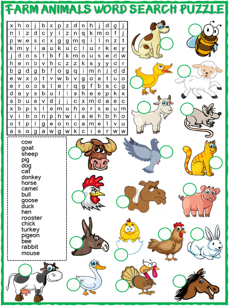 Farm Animals Vocabulary Puzzle | PDF