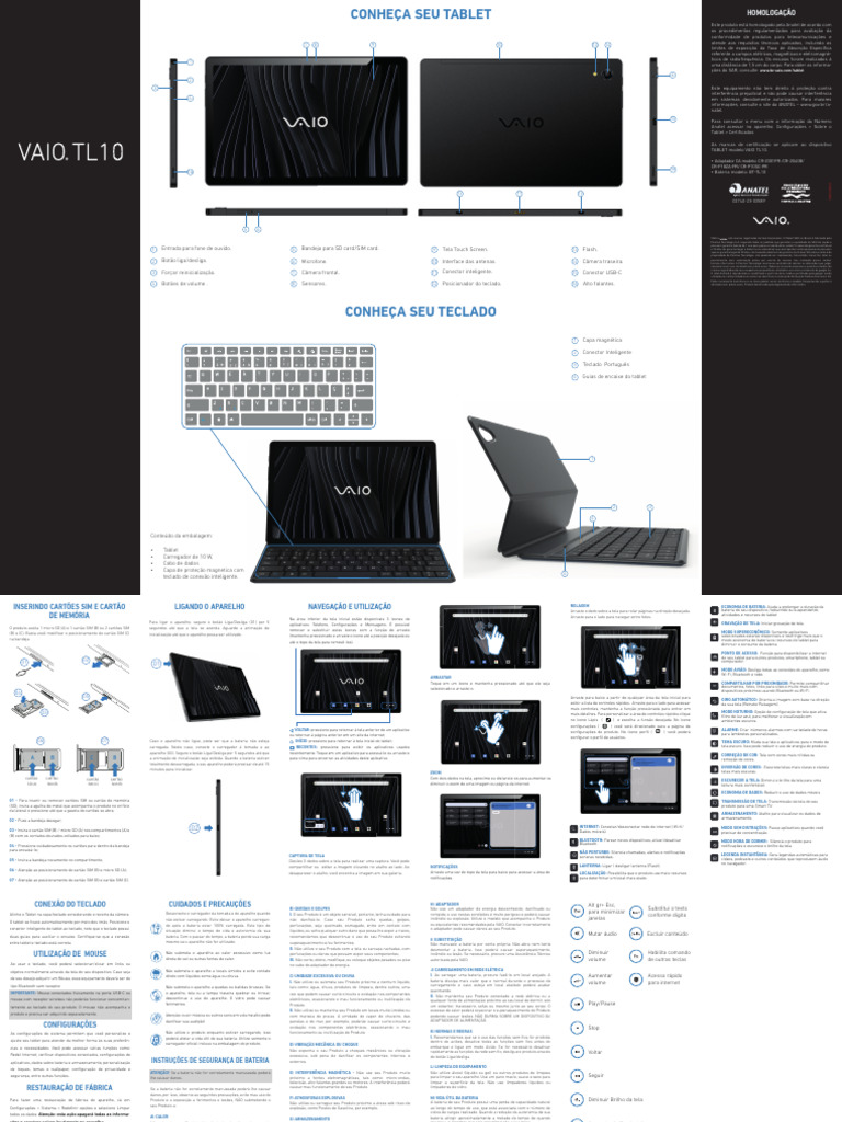 Manual do Tablet VAIO TL10 em Português | PDF | Tablets | Bluetooth