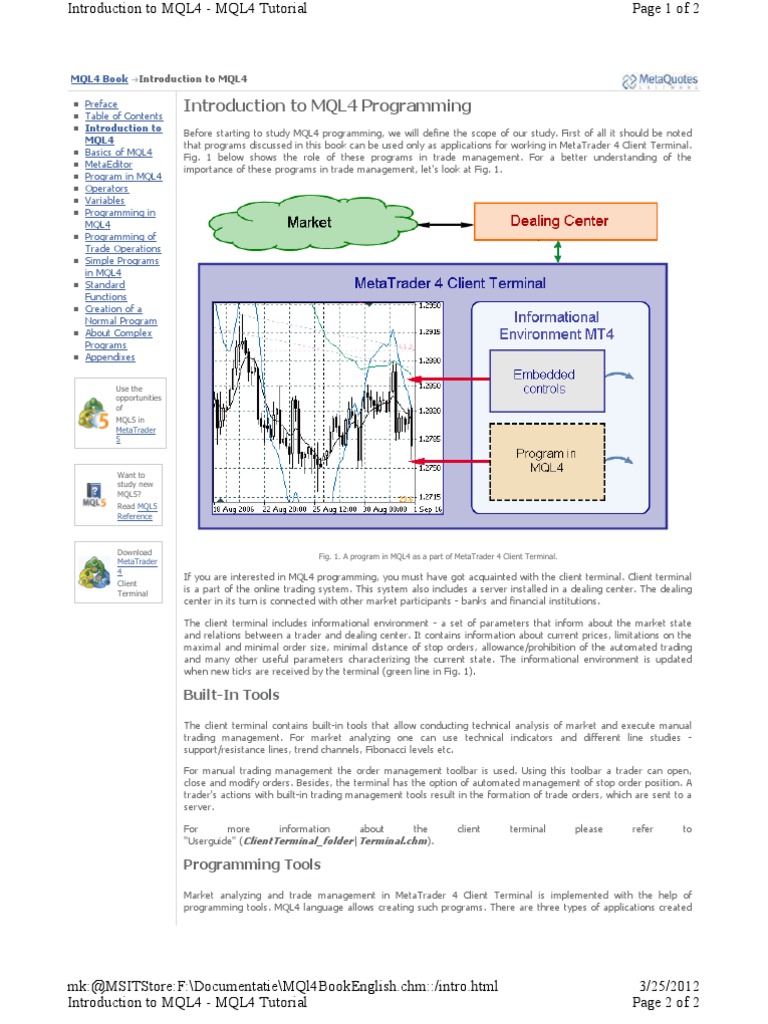 Introduction To Mql 4 Programming Pdf Algorithmic Trading Scripting Language