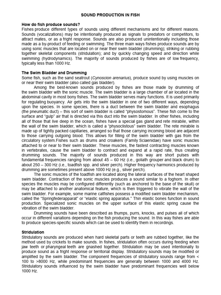 Sound Pruction in Fishes-1-2 | PDF | Fish | Zoology