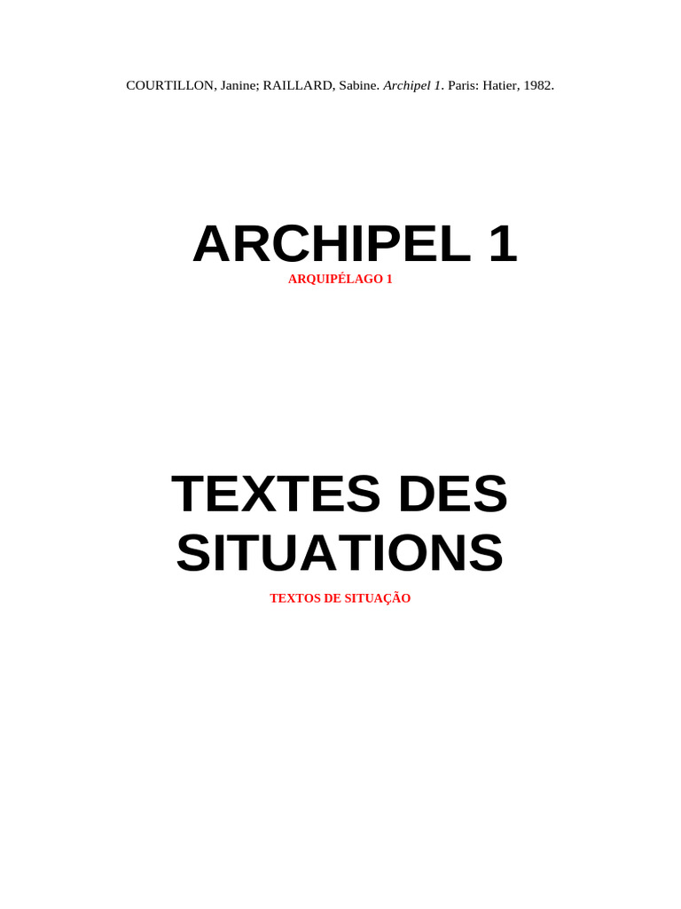 Archipel Unité 1 Situations | PDF