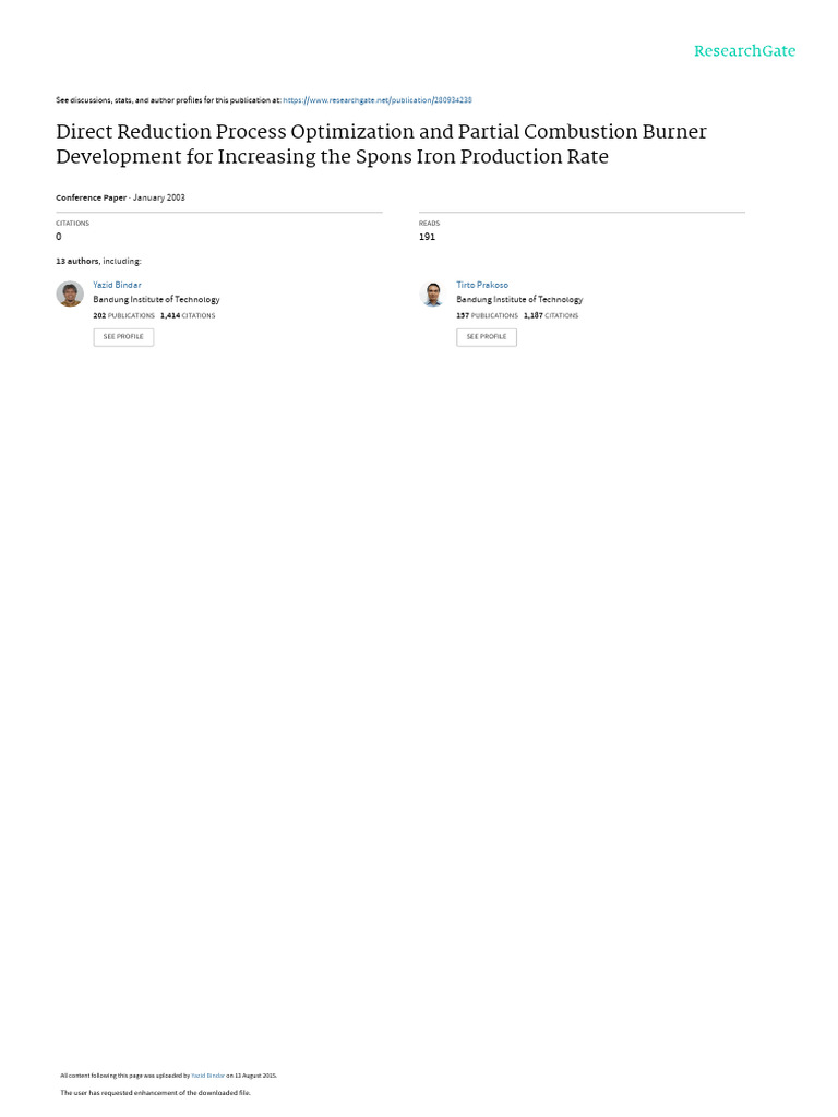 2003 Direct Reduction Process Optimization and Partial Combustion ...