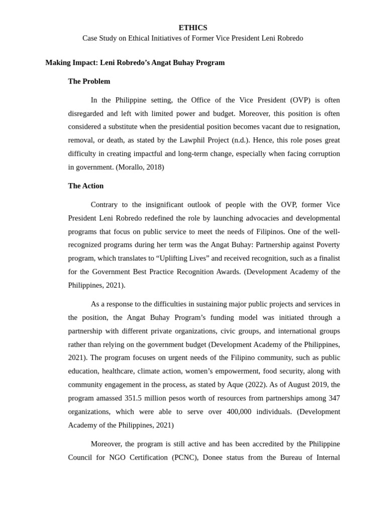 Leni Robredo - Initiatives, Case Study | PDF | Tropical Cyclones