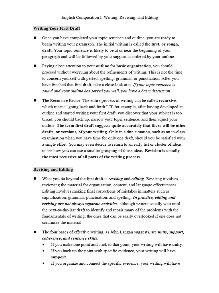 Writing and Editing Basics for Students | PDF | Paragraph | Editing