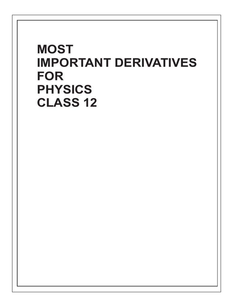 Important Derivatives 12 | PDF