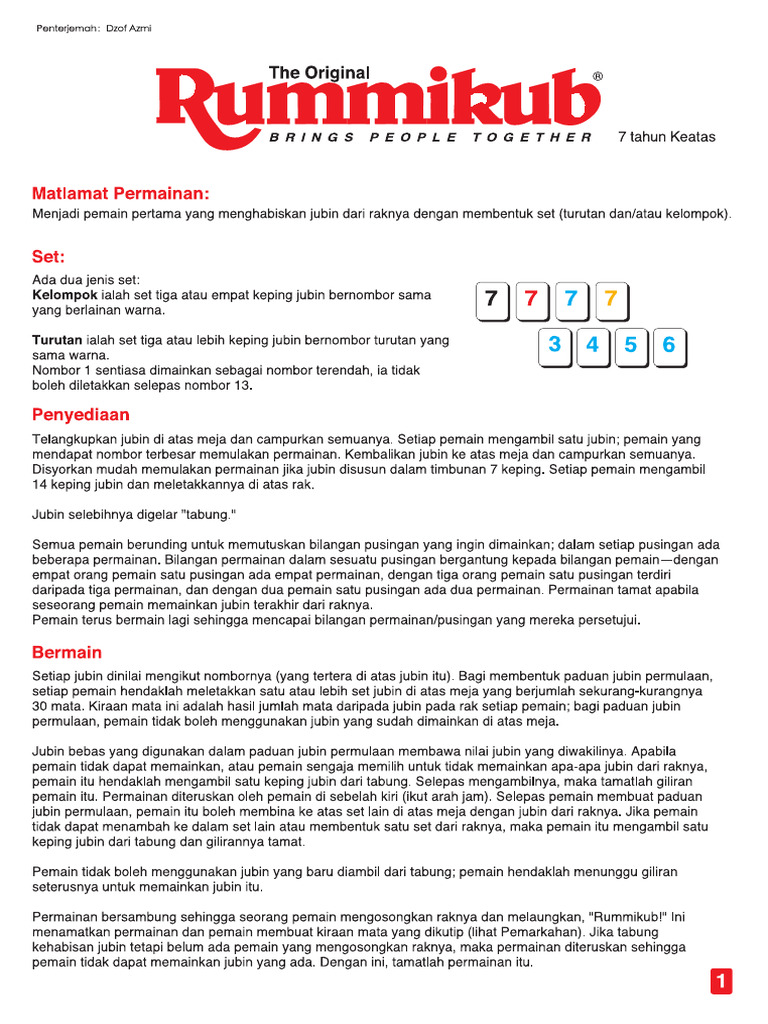 Rummikub-MY-Rules Revise Preview Malay-Only | PDF