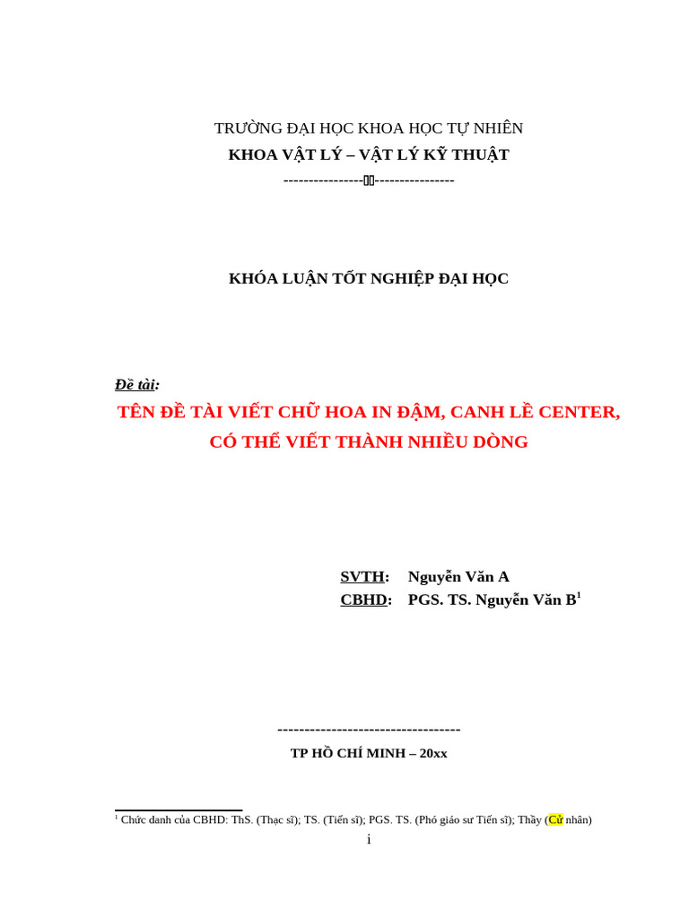 Khoa Luan Tot Nghiep Mau-Version - Vi | PDF