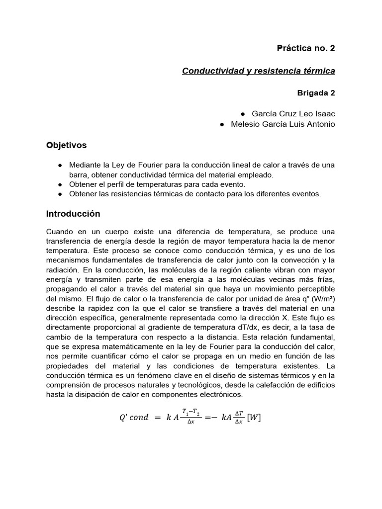 Practica2 - Transferencia de Calor | PDF | Conduccion termica | Calor