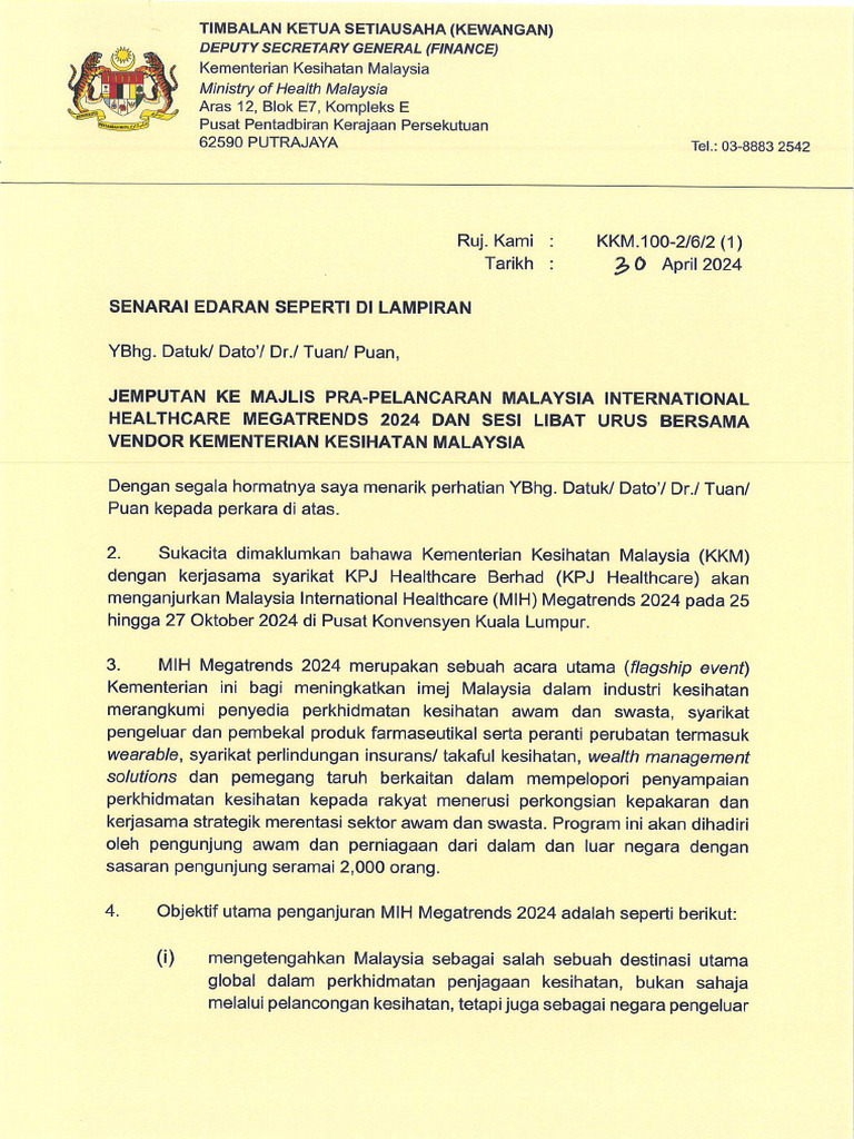 IBulletin240510 - Surat Jemputan Majlis Pra-Pelancaran MIH Megatrends 2024 | PDF