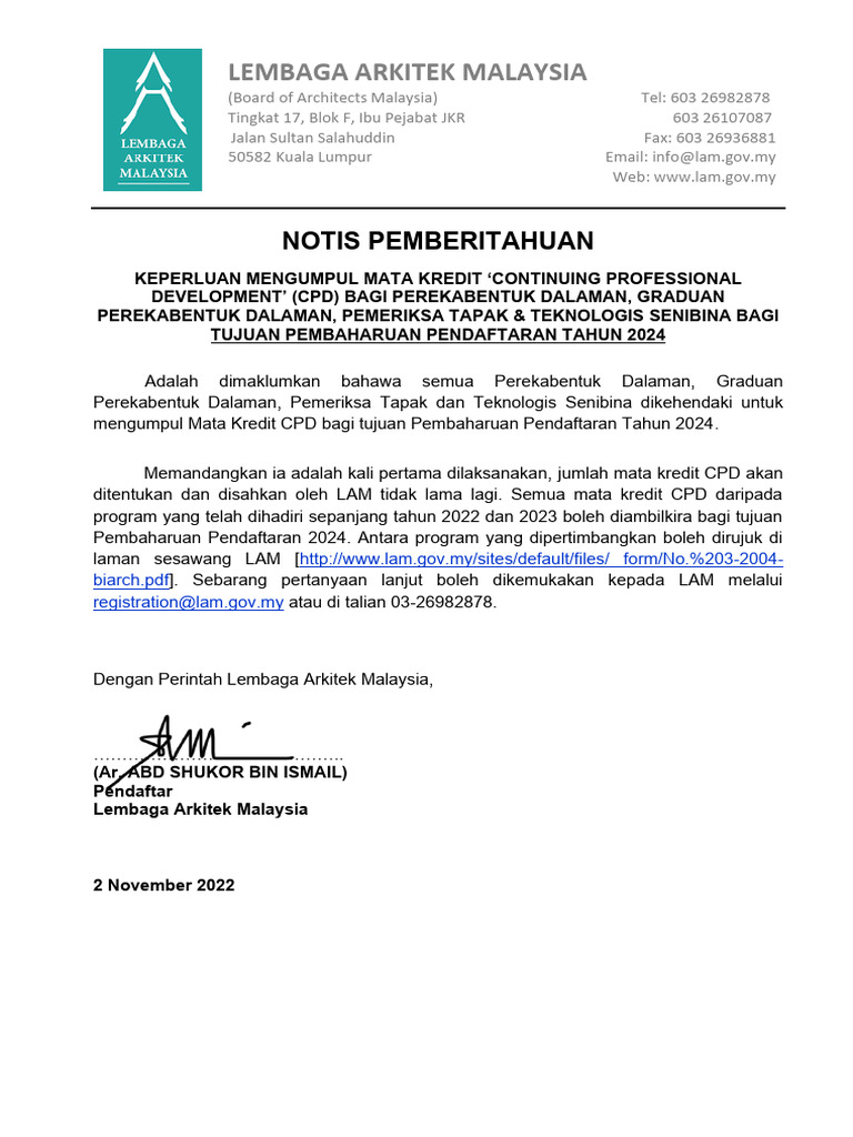 Notis Pemberitahuan CPD Id | PDF