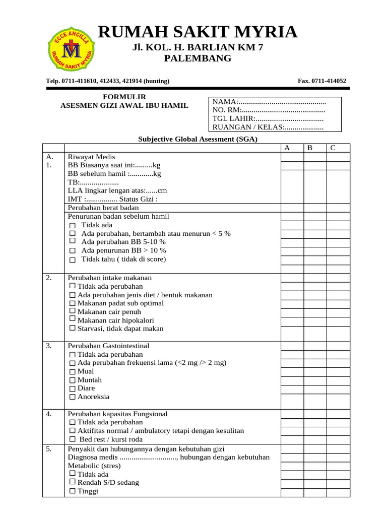 Asesmen 2015 Revisi Ibu Hamil | PDF