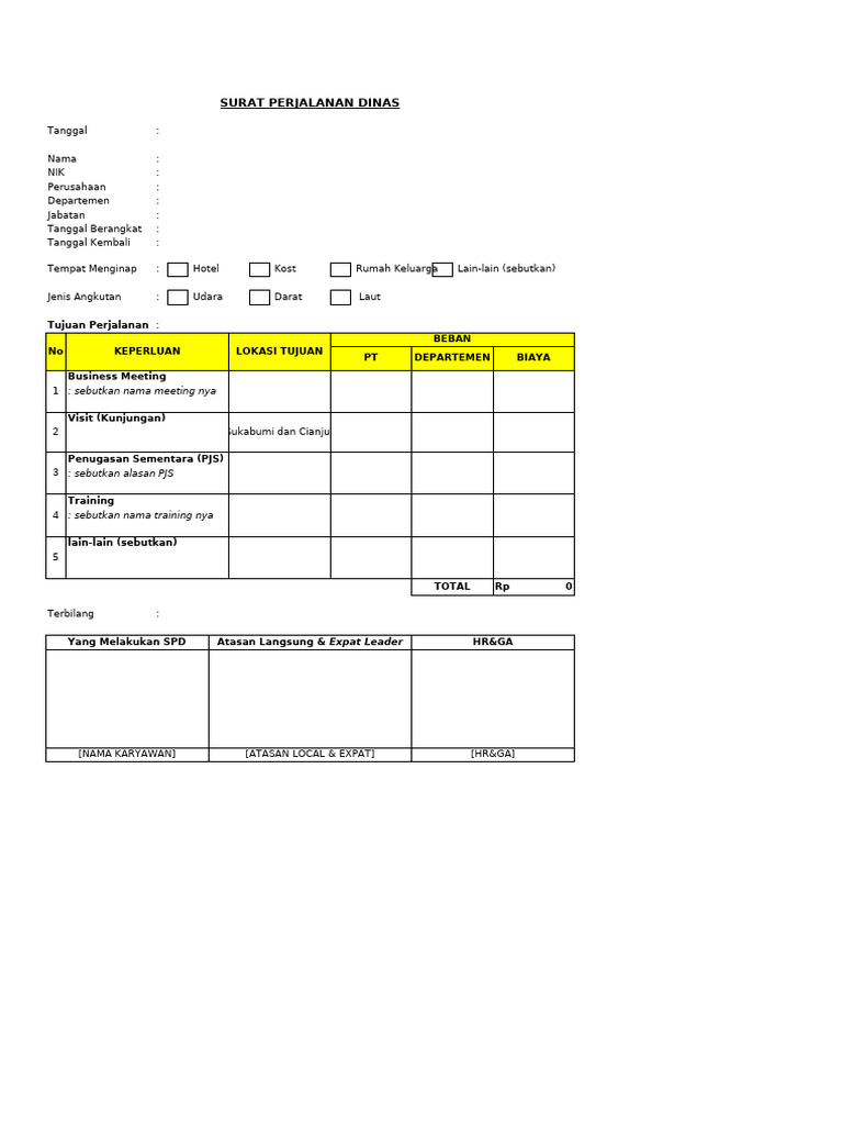 Form SPD dan LPJ_perdin | PDF
