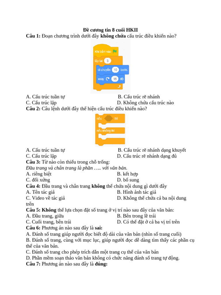 Đề cương tin 8 cuối HKII | PDF