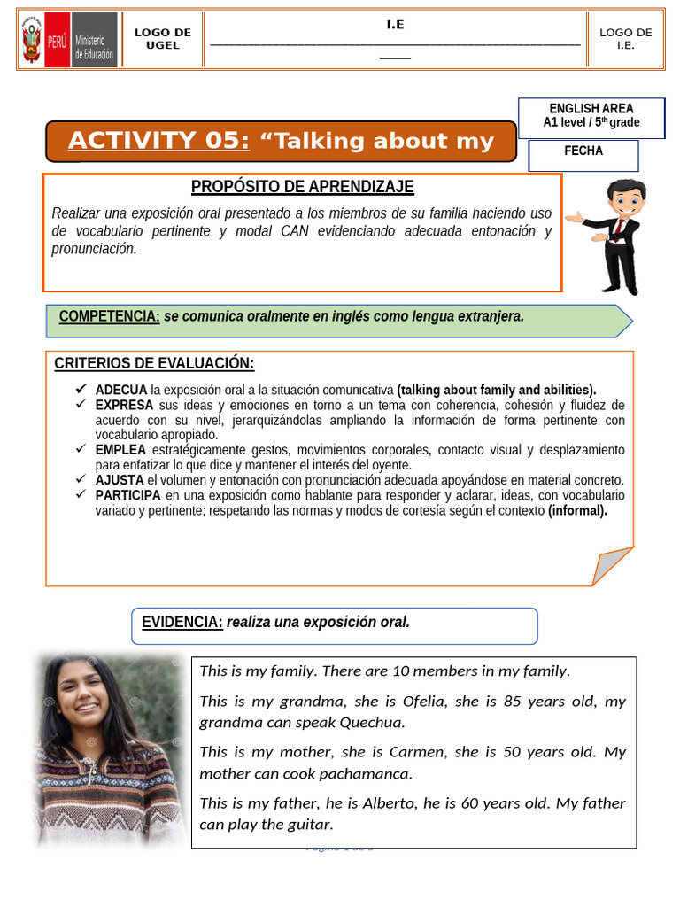 Exposición Oral sobre Mi Familia en Inglés | PDF | Lingüística ...