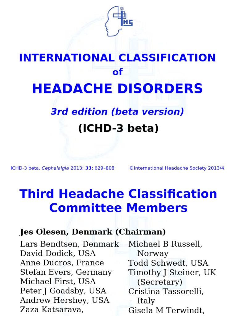 1964 Ichd 3 Beta Slide Set | PDF | Headache | Migraine
