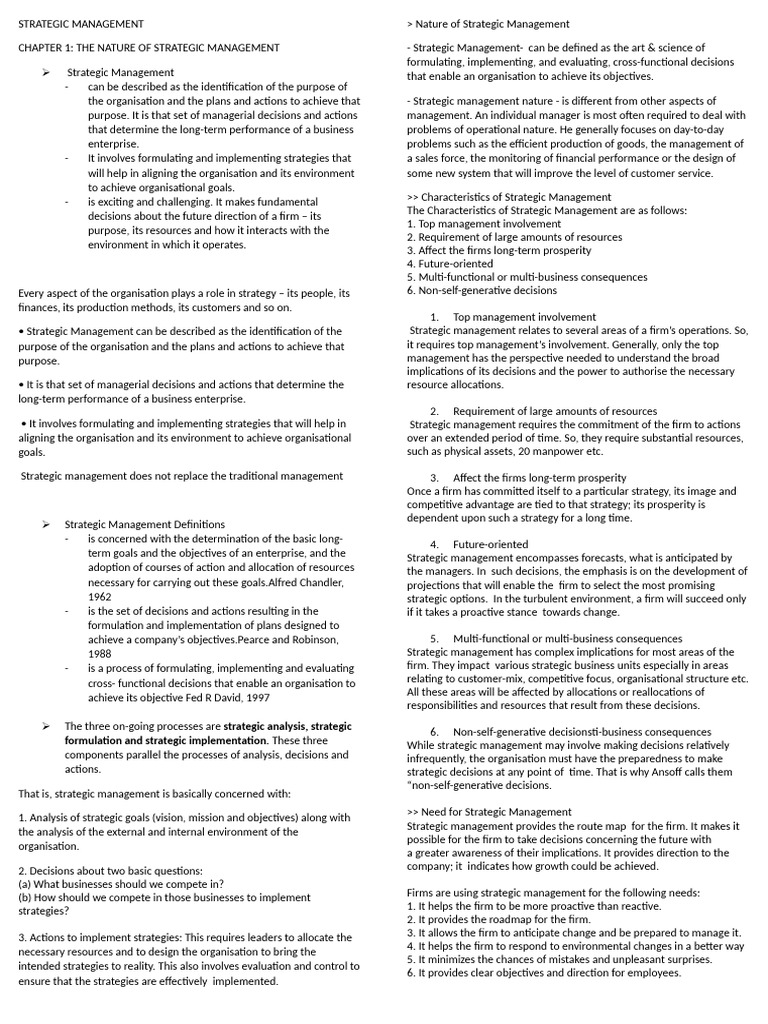STRATEGIC MANAGEMENT CHAPS 1-3 | PDF | Strategic Management | Audit