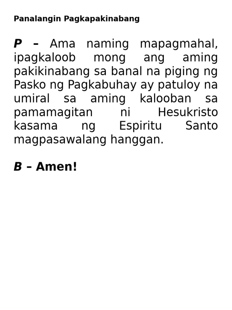 Panalanging Pagkapakinabang - 2nd Sunday of Easter | PDF