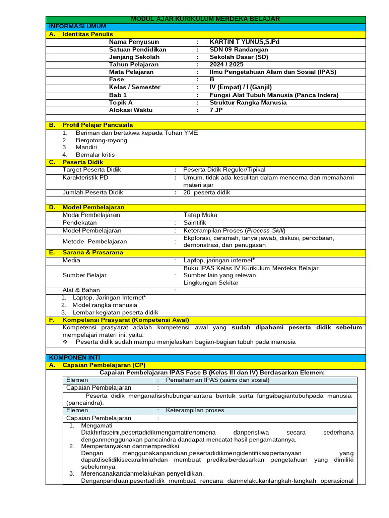 Modul Ipas KLS 4 SMS 1 | PDF