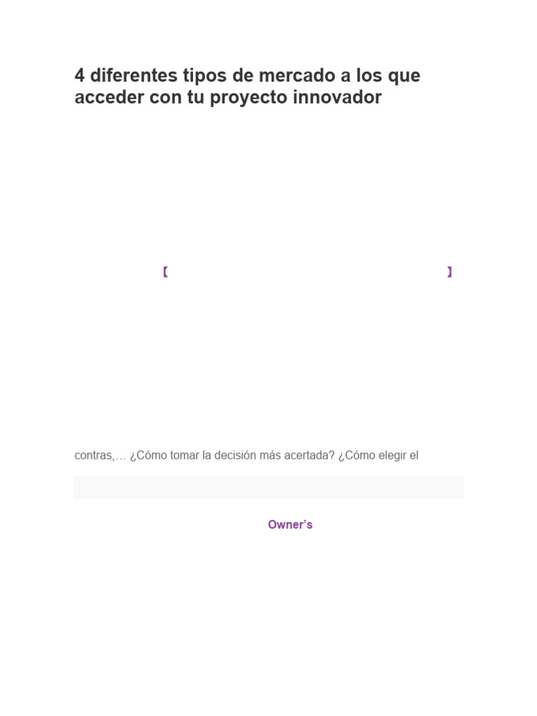 Tipos de Mercado para Emprendedores | PDF | Empresa de inicio ...