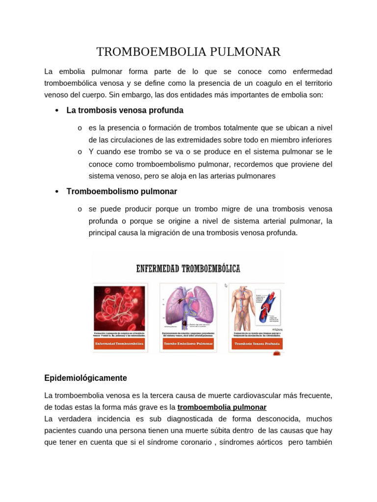Tromboembolia Pulmonar | PDF | Trombo | Embolia