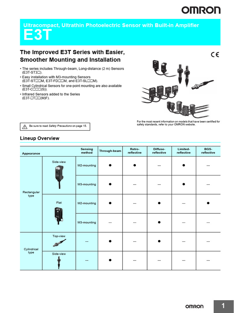 e407 e3t Miniature Square Photoelectric Sensor, Plastic Housing ...