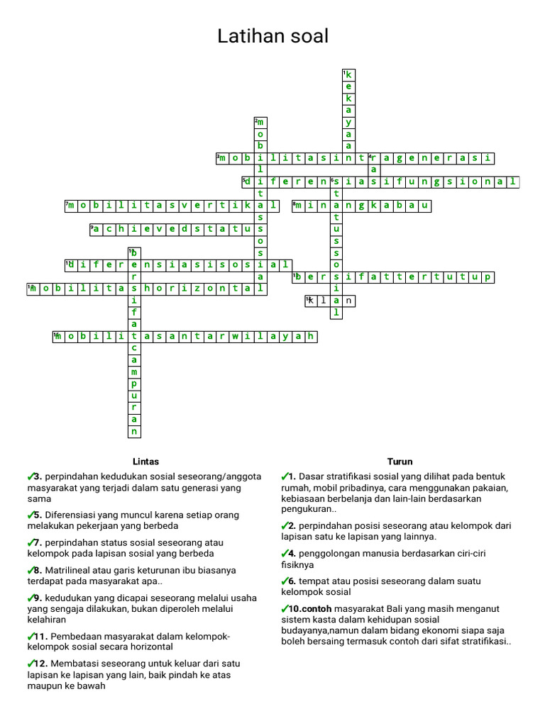Latihan Soal - Crossword Labs | PDF