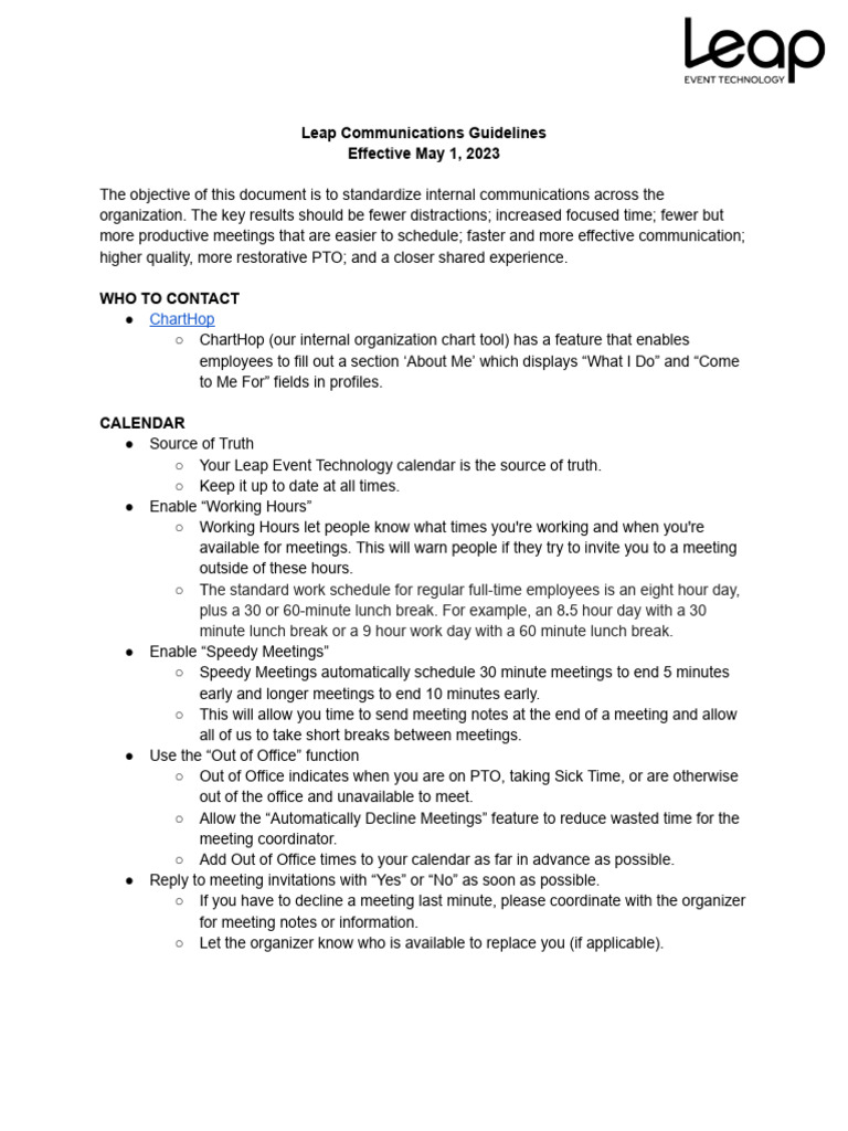 Leap Communication Guidelines 2023 | PDF