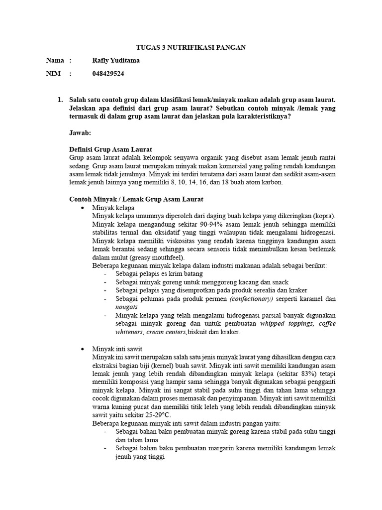 Tugas 3 Nutrifikasi Pangan - Rafly Yuditama | PDF