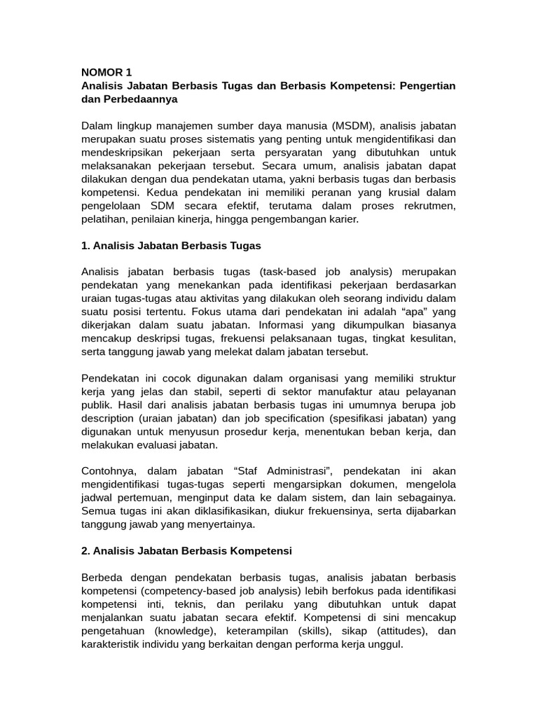 Tugas Manajemen Sumber Daya Manusia SDM | PDF