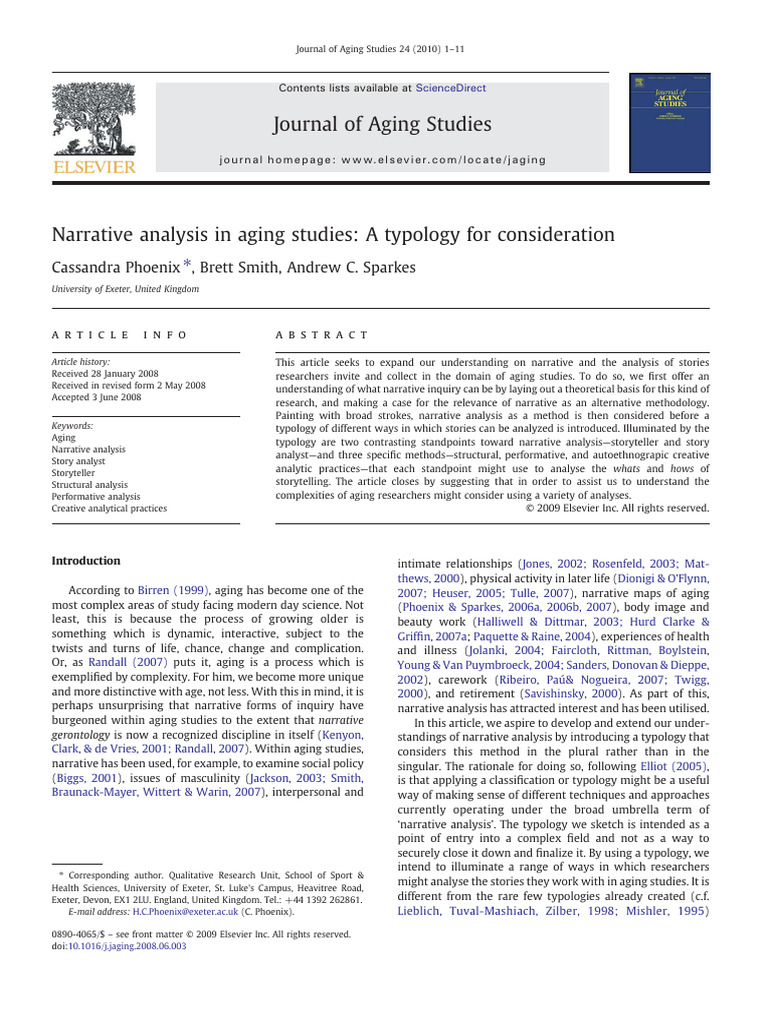 Narrative Analysis in Aging Studies | PDF | Narrative | Storytelling
