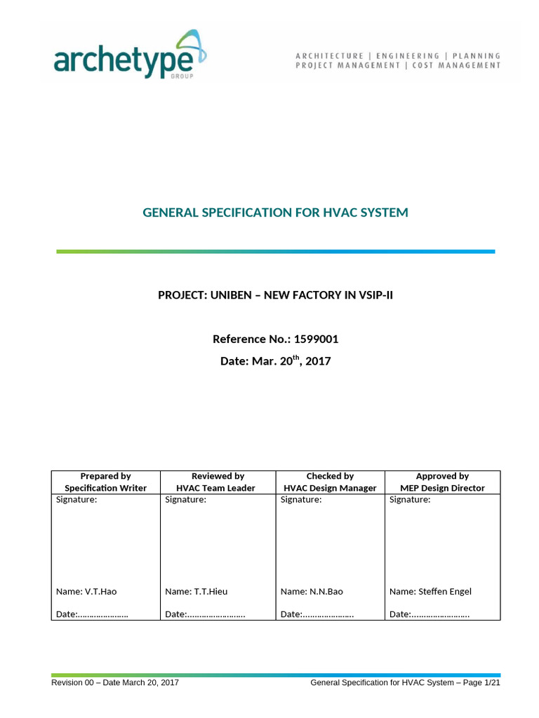 00 General Specification For HVAC System | PDF | Duct (Flow) | Air ...