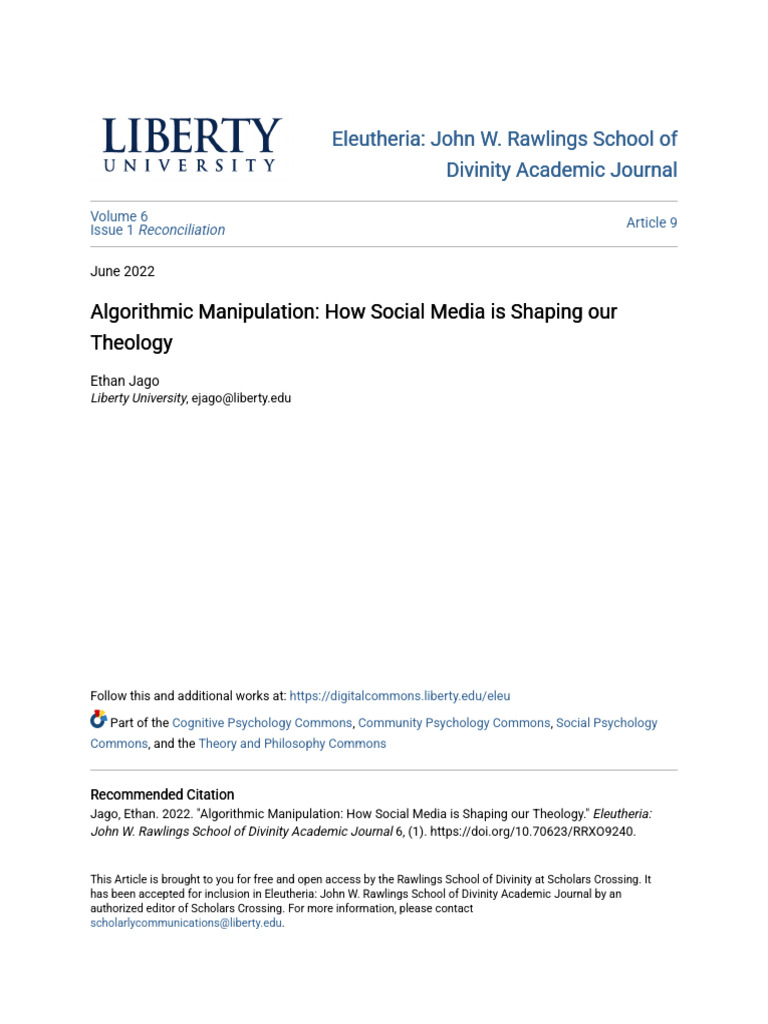 Algorithmic Manipulation How Social Media Is Shaping Our Theology | PDF ...