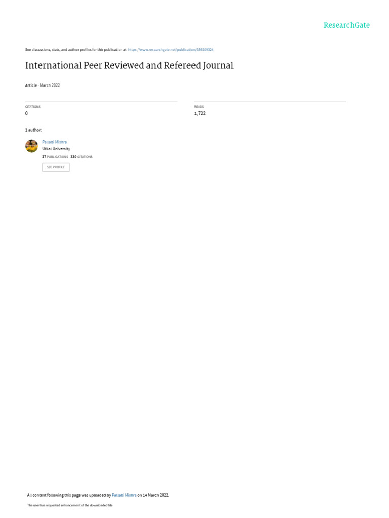 International Peer Reviewed and Refereed Journal | PDF | Banks | Interest