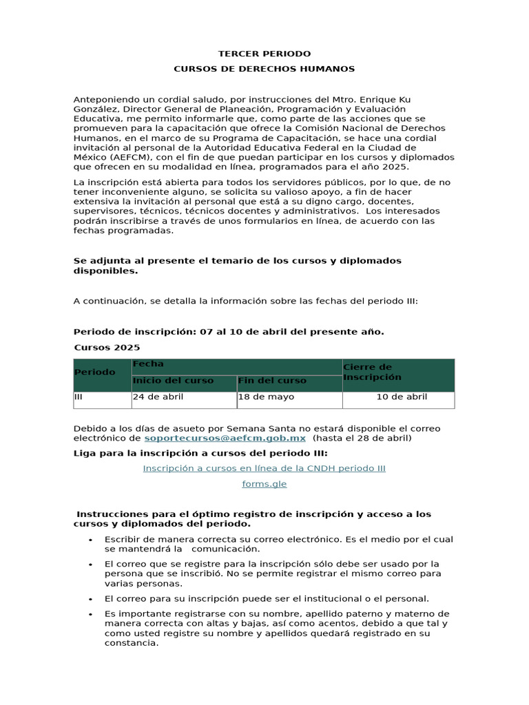 VUI - 0331 - SO - Anexo 1 - Convocatoria - Cursos CNDH | PDF | Derechos humanos | Justicia