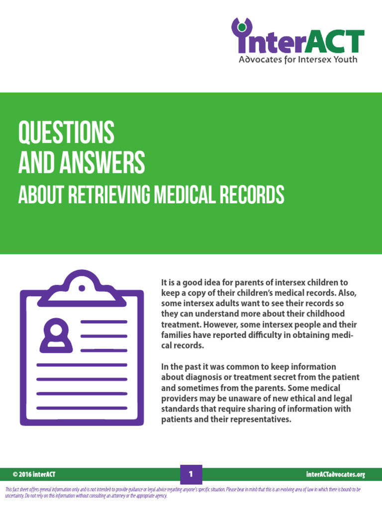 interACT Intersex Resource FAQ Medical Records | PDF | Medical Record | Health Insurance ...
