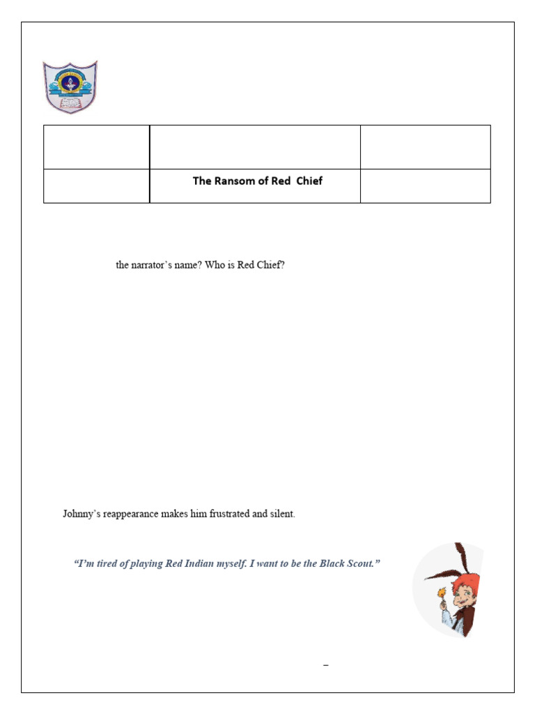 Ransom of Red Chief Answer Key Class VI | PDF