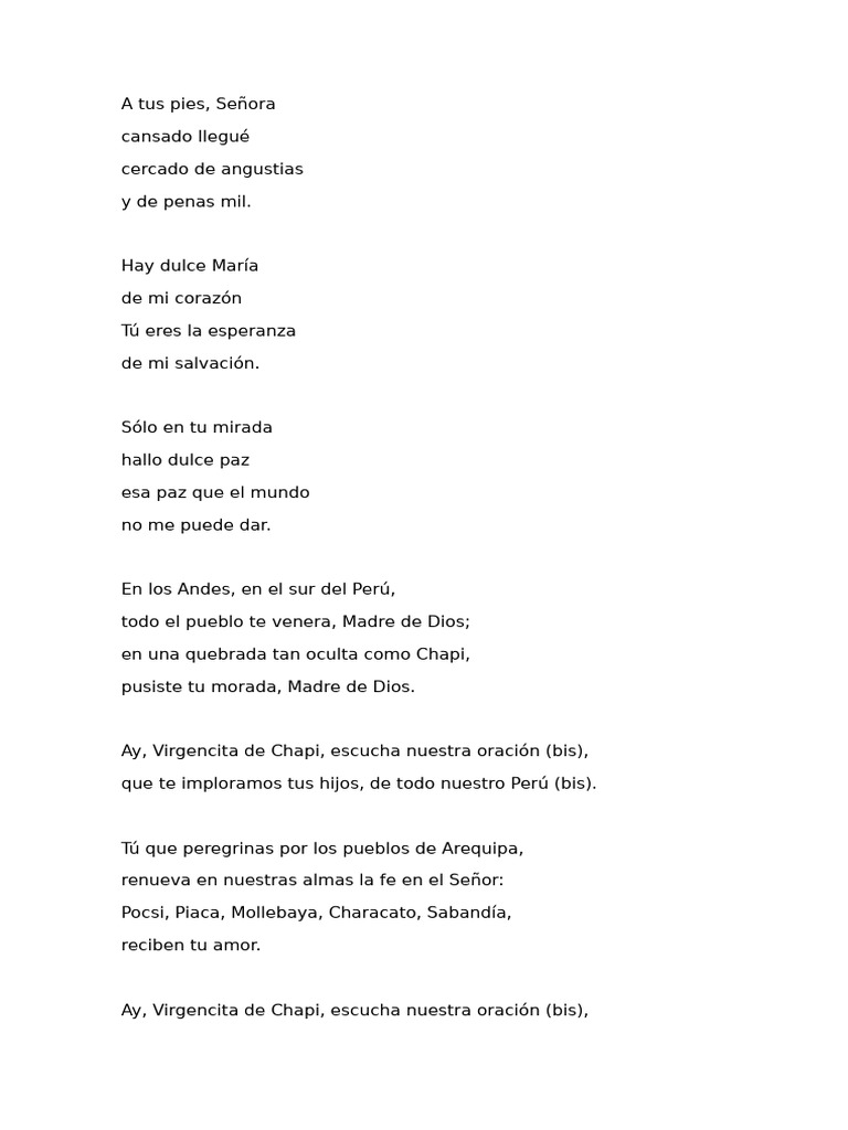 Virgen de Chapi | PDF | María, madre de Jesús | Oración