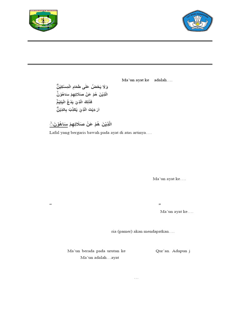 Soal PAI Kelas 5 Semester 1 2024-2025 | PDF