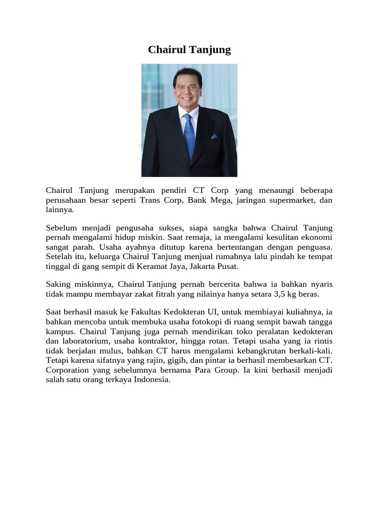 Kisah Sukses Chairul Tanjung | PDF