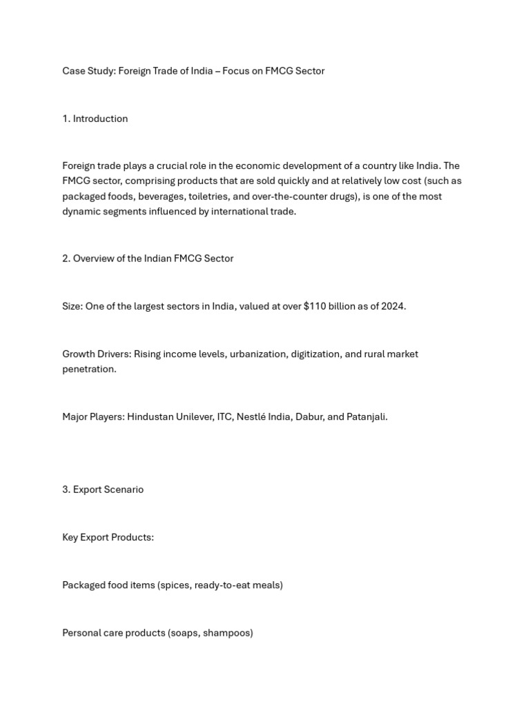 India's FMCG Sector in Foreign Trade | PDF
