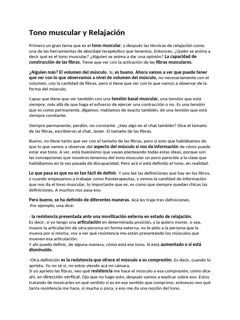 Tono Muscular y Relajación | PDF | Neurona motora | Sistema nervioso ...