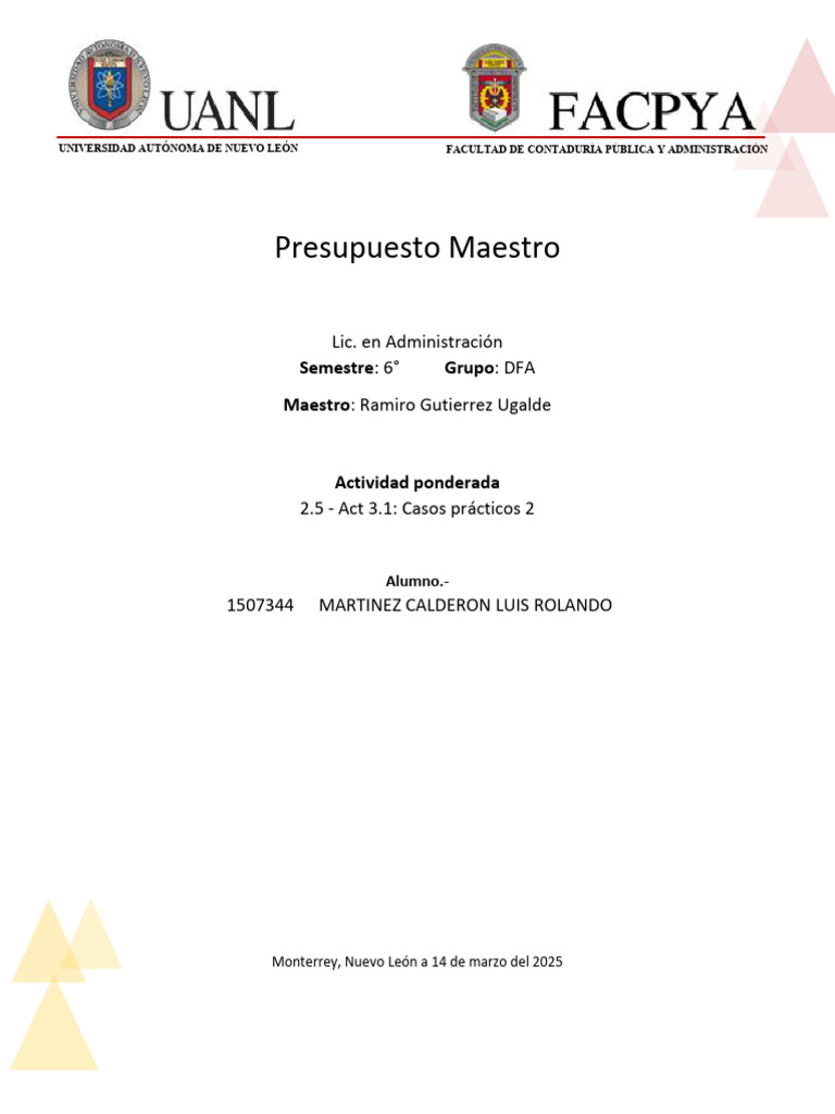 CASO PRACTICO 2 PRESUPUESTO MAESTRO | PDF | Presupuesto