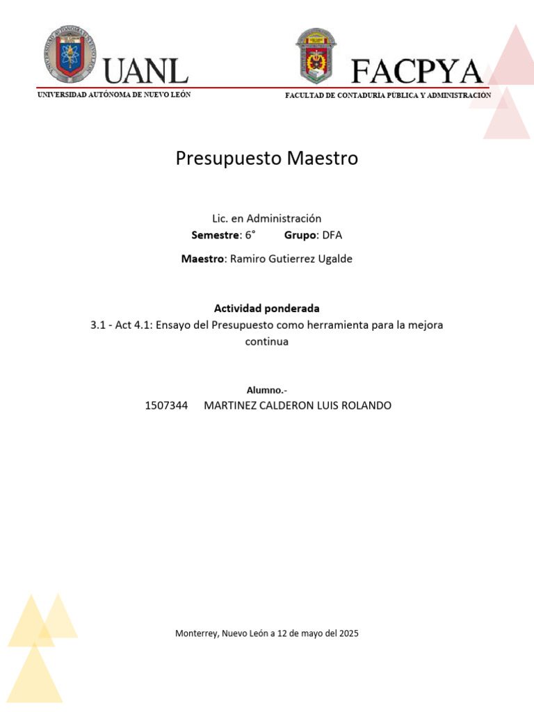 3.1 - Act 4.1 Ensayo Del Presupuesto Como Herramienta para La Mejora Continua | PDF ...