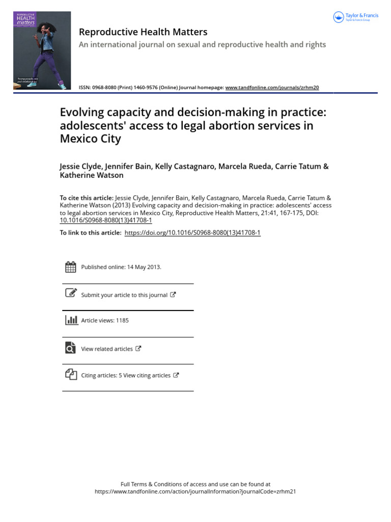 Evolving capacity and decision-making in practice adolescents access to legal abortion services ...